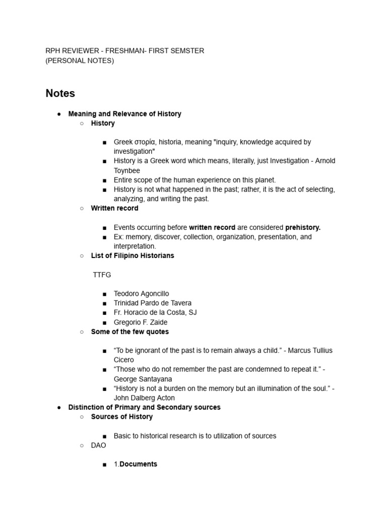 RPH Personal Notes | PDF