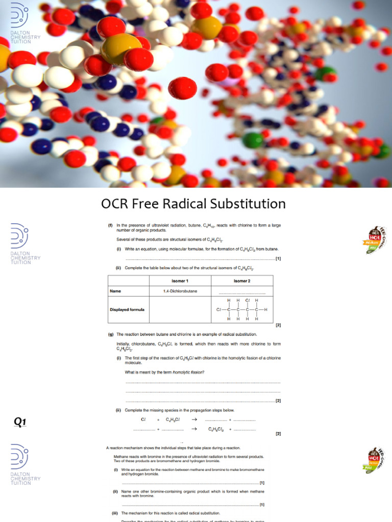 Free Radical Substitution OCR | PDF