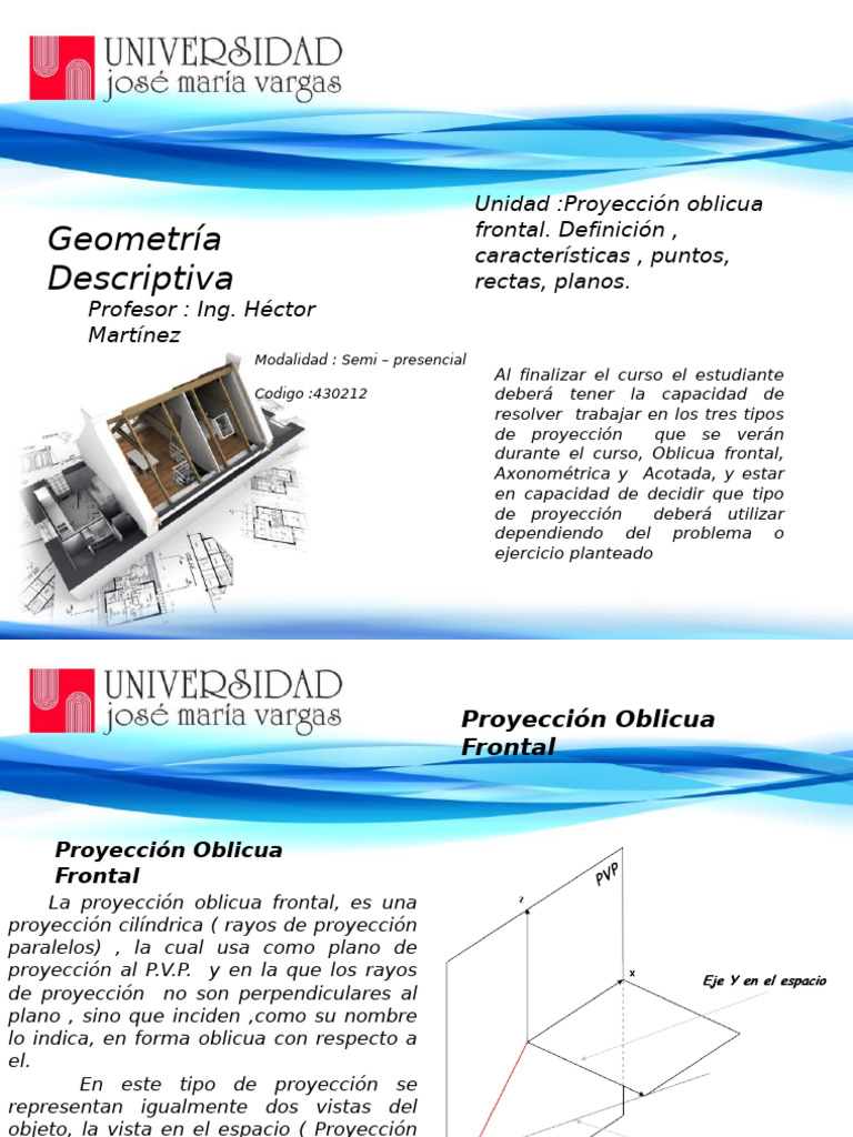 1 Proyeccion Oblicua | PDF | Línea (geometría) | Geometría