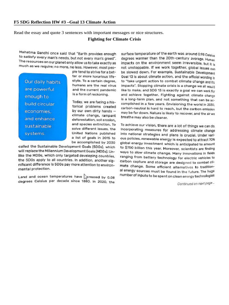 SDG Goal 13 - Essay | PDF