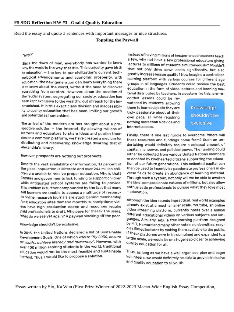 SDG Goal 4 - Essay | PDF