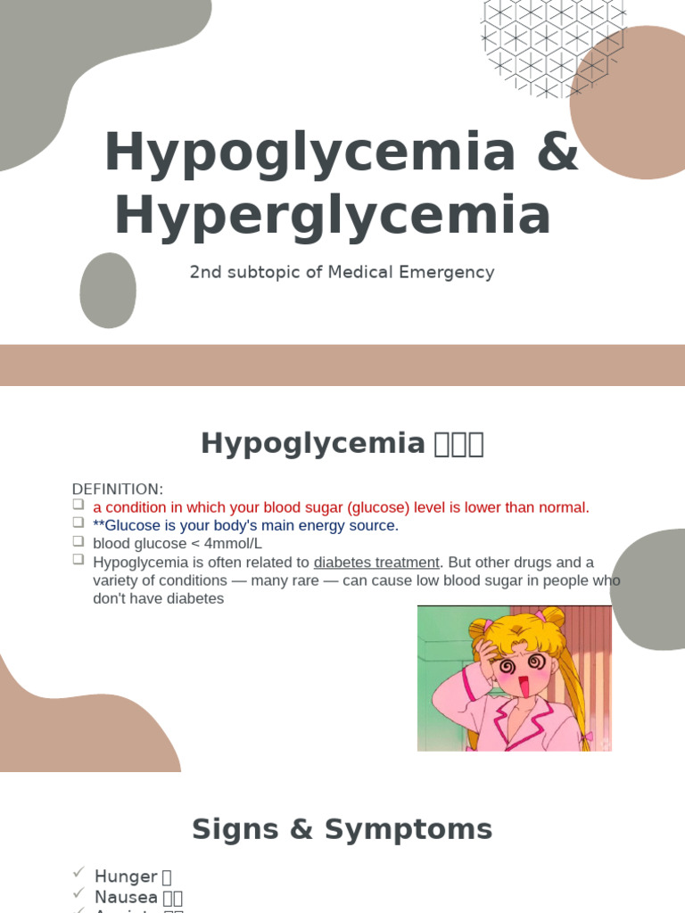 Hypoglycemia Hyperglycemia | PDF