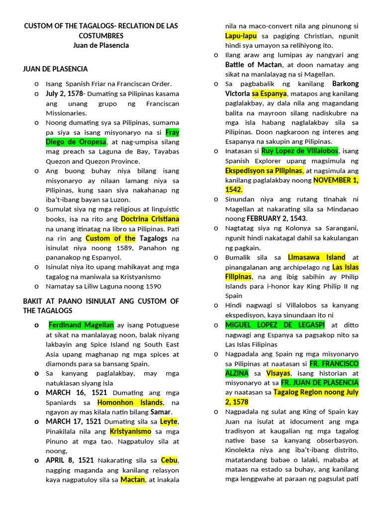 Custom of The Tagalogs | PDF