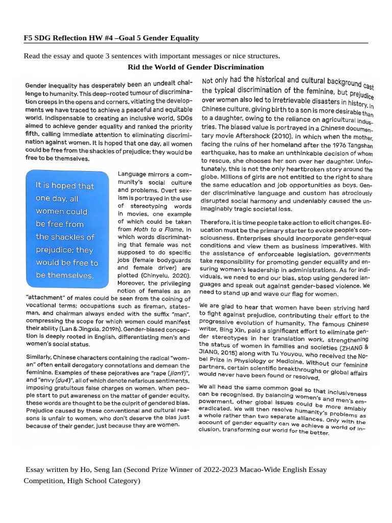 SDG goal 5_essay | PDF