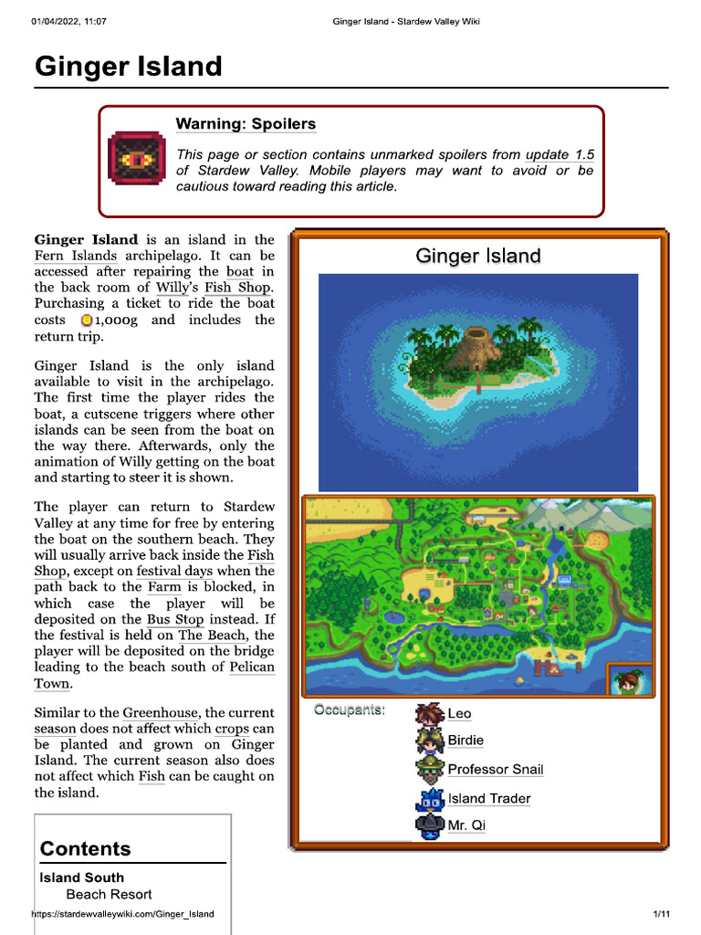 Ginger Island - Stardew Valley Wiki | PDF