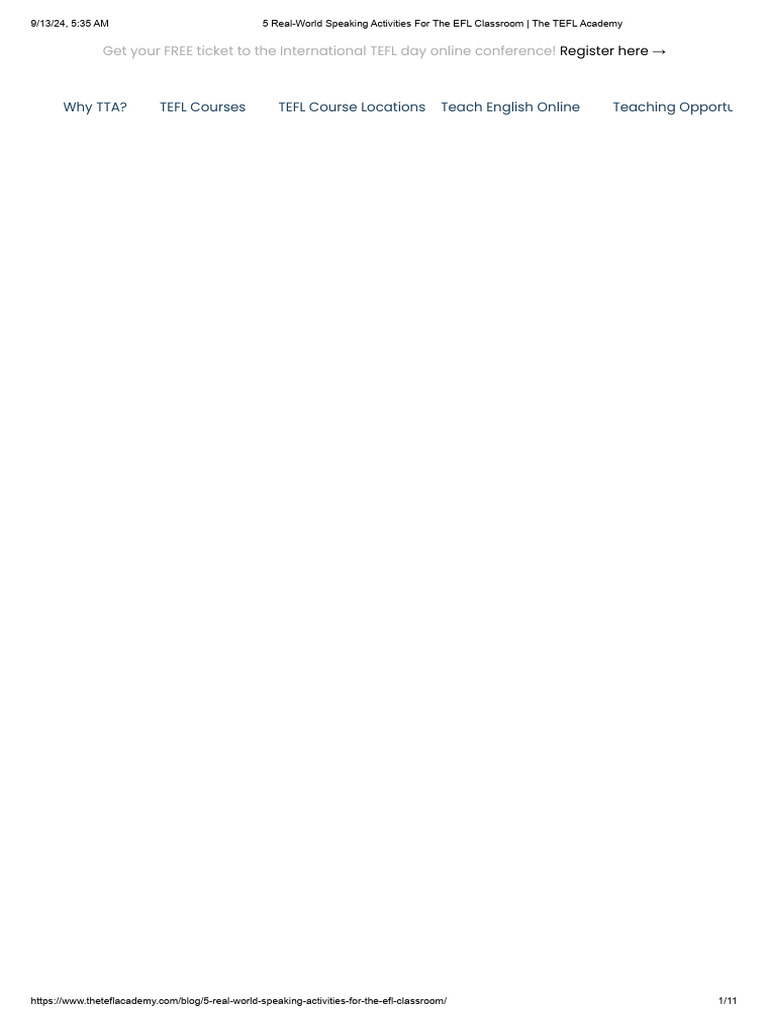 5 Real-World Speaking Activities For The EFL Classroom - The TEFL ...