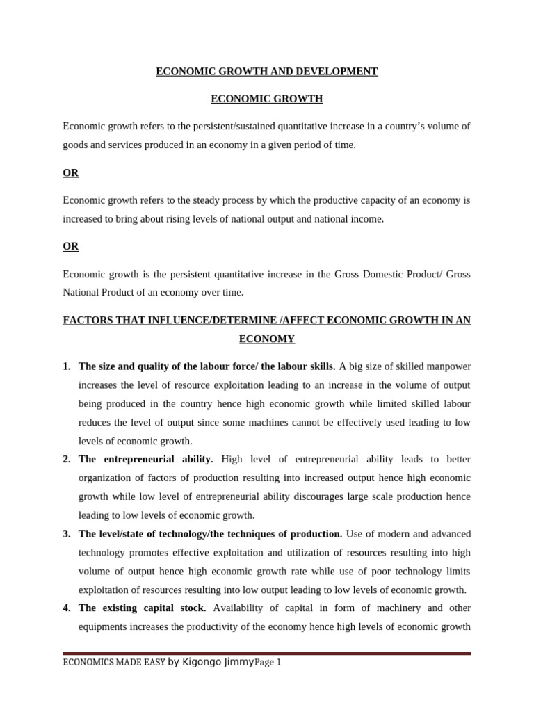 Factors Influencing Economic Growth | PDF | Cost Of Living | Social Science