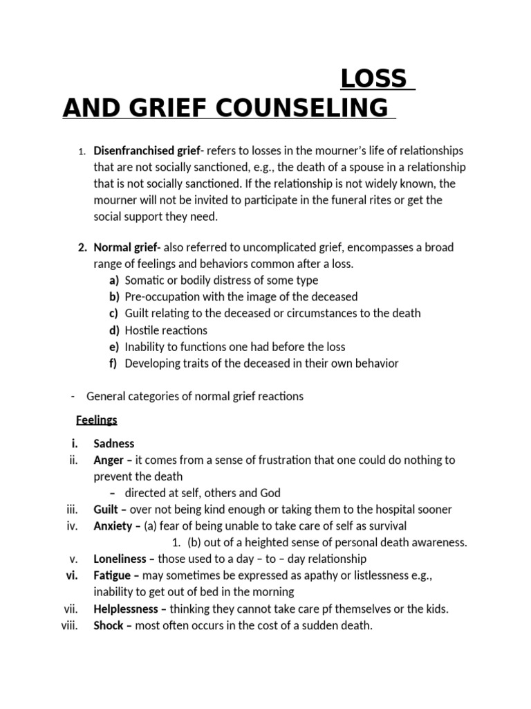 Loss and Grief Counseling | PDF