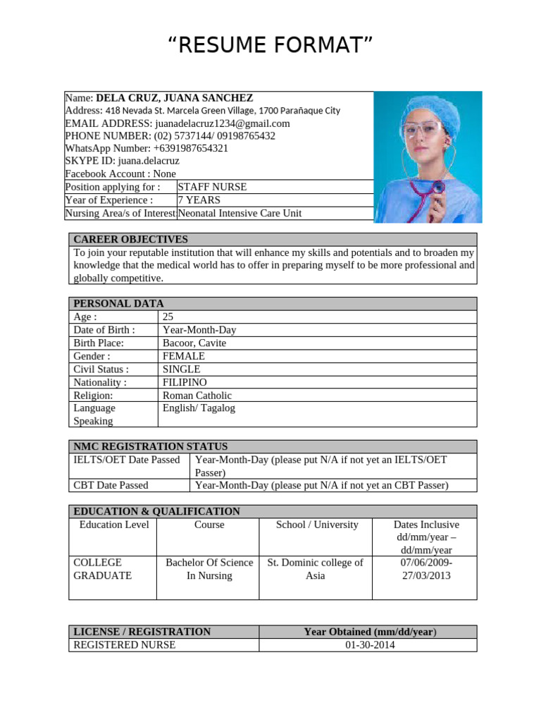 Resume Format Nurse Midwife HCA | PDF