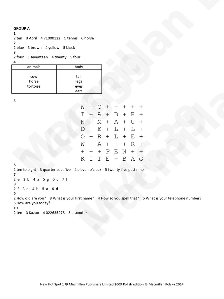 New Hot Spot 4 Diagnostic Tests A B Key and Audioscript | PDF