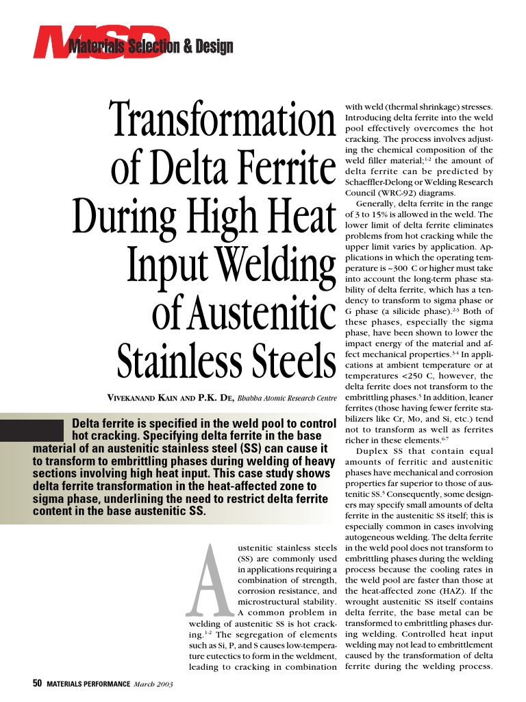 Delta Ferrite | PDF