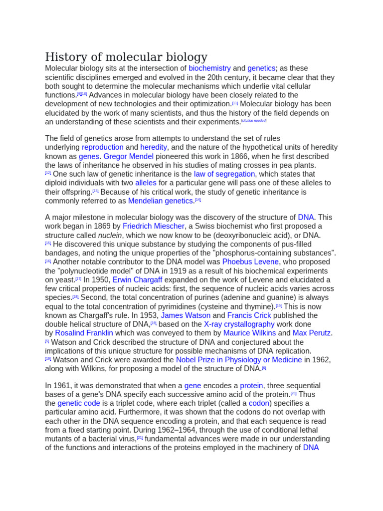 History of molecular biology v2 | PDF