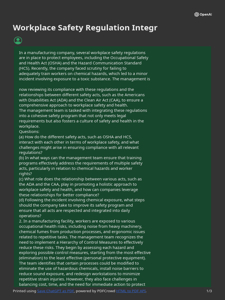 Workplace Safety Regulation Integr | PDF