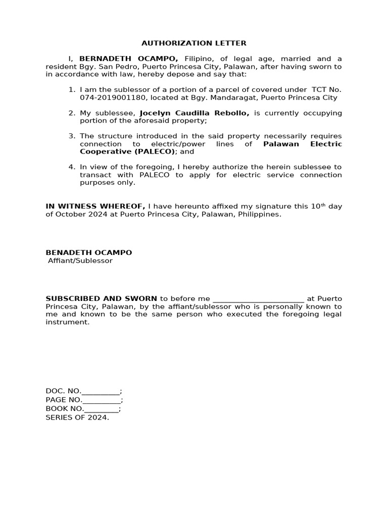 Elec Connection Authorization Letter | PDF