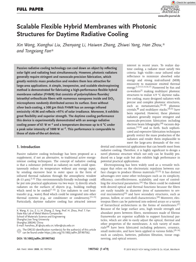 Adv Funct Materials - 2019 - Wang - Scalable Flexible Hybrid Membranes ...