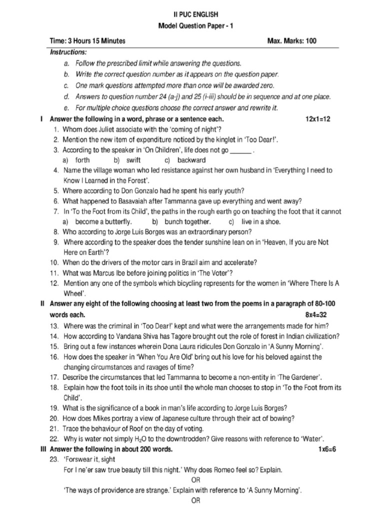 English 2nd PUC | PDF