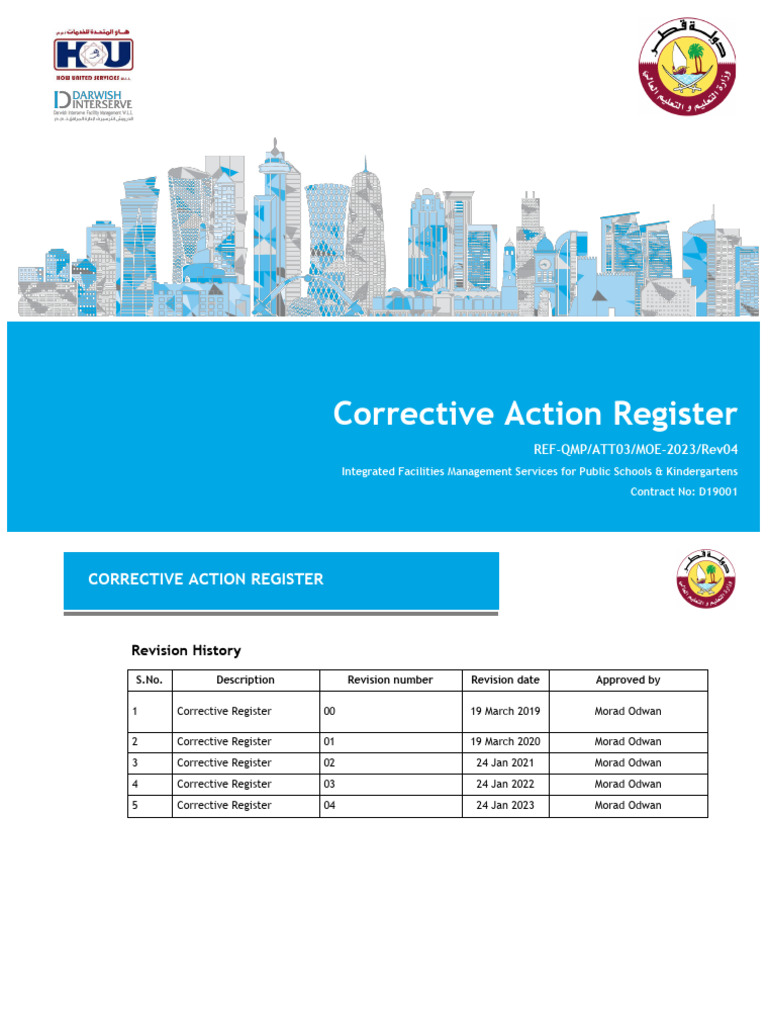 Appendix 03 - Corrective Action Register | PDF