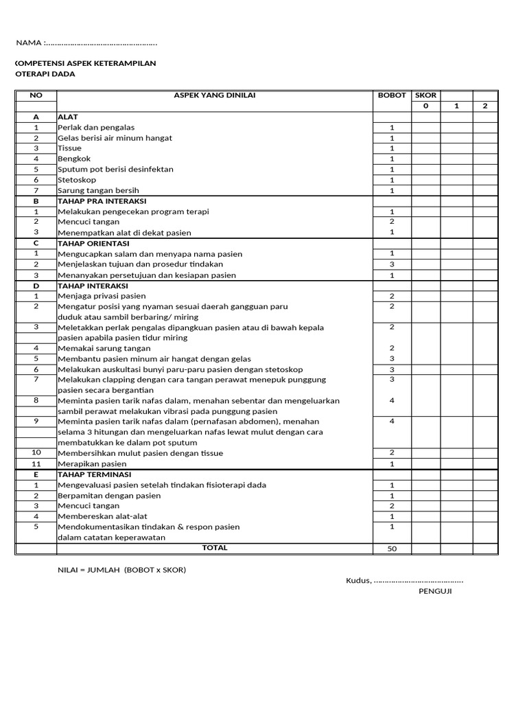 SOP Fisioterapi Dada Dan Luka Kotor | PDF