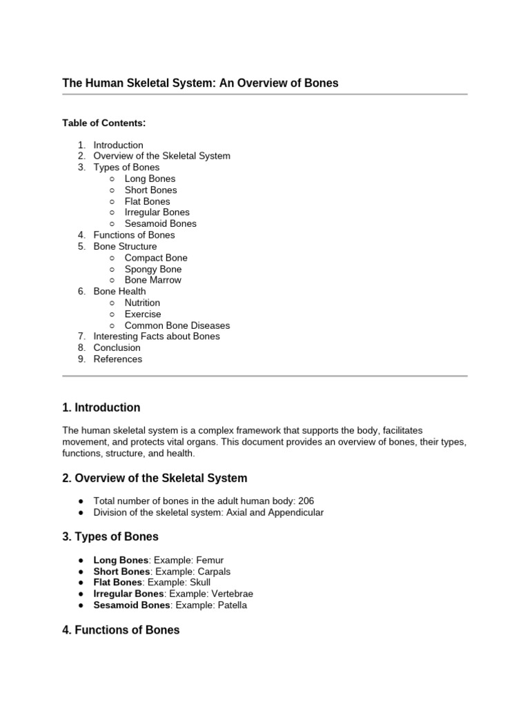 The Human Skeletal System_ An Overview of Bones | PDF