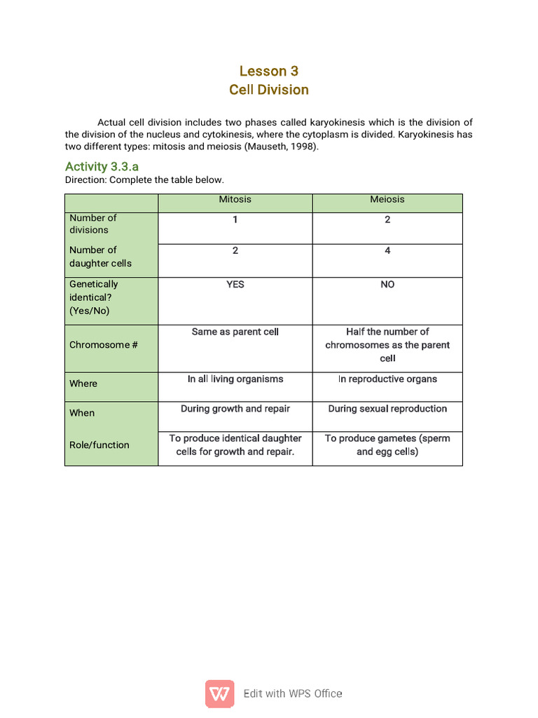 Cell Division | PDF | Mitosis | Meiosis