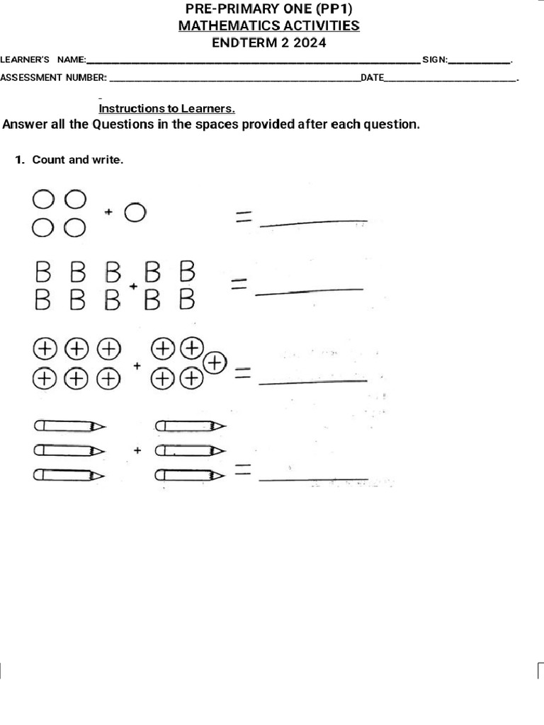 PP1 MATHEMATICS ENDTERM 2 EXAMS 2024 - Phoenix | PDF