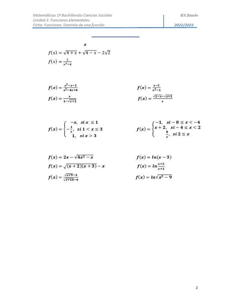 Ficha1 EjerciciosDominios | PDF