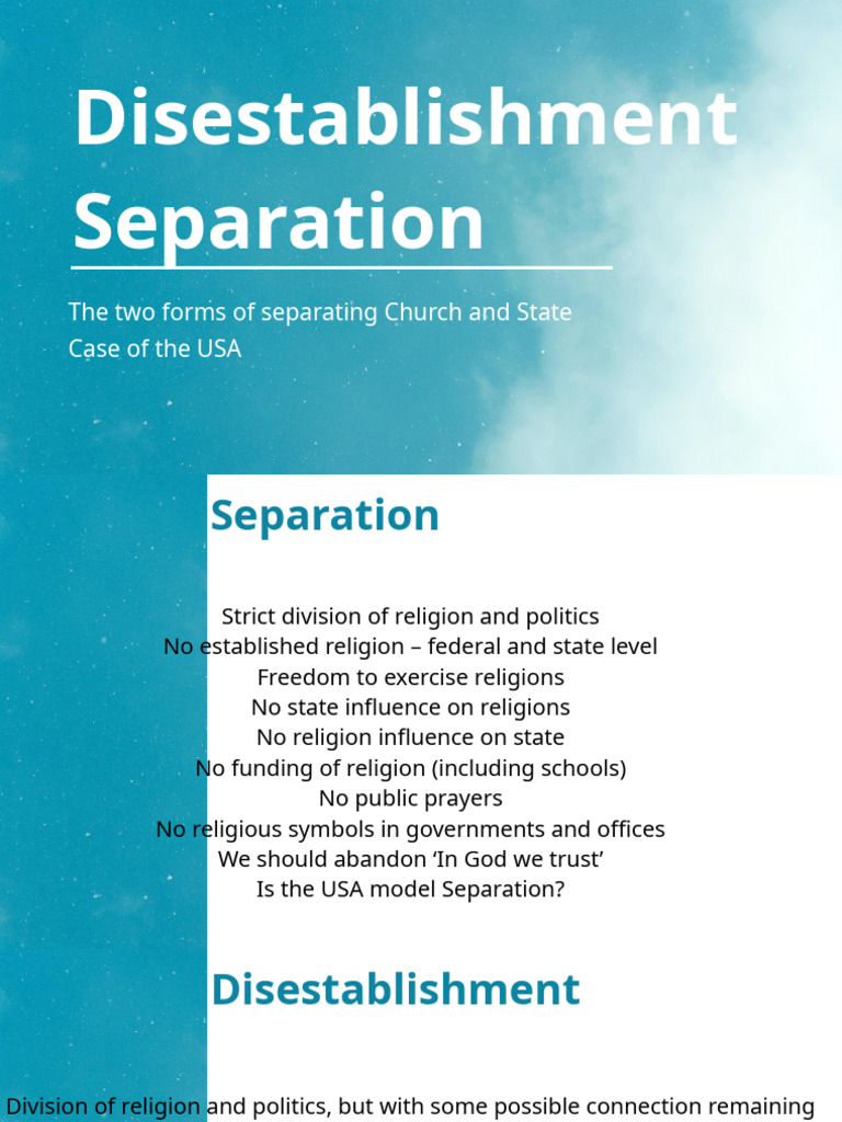 Disestablishment and Separation Model USA | PDF