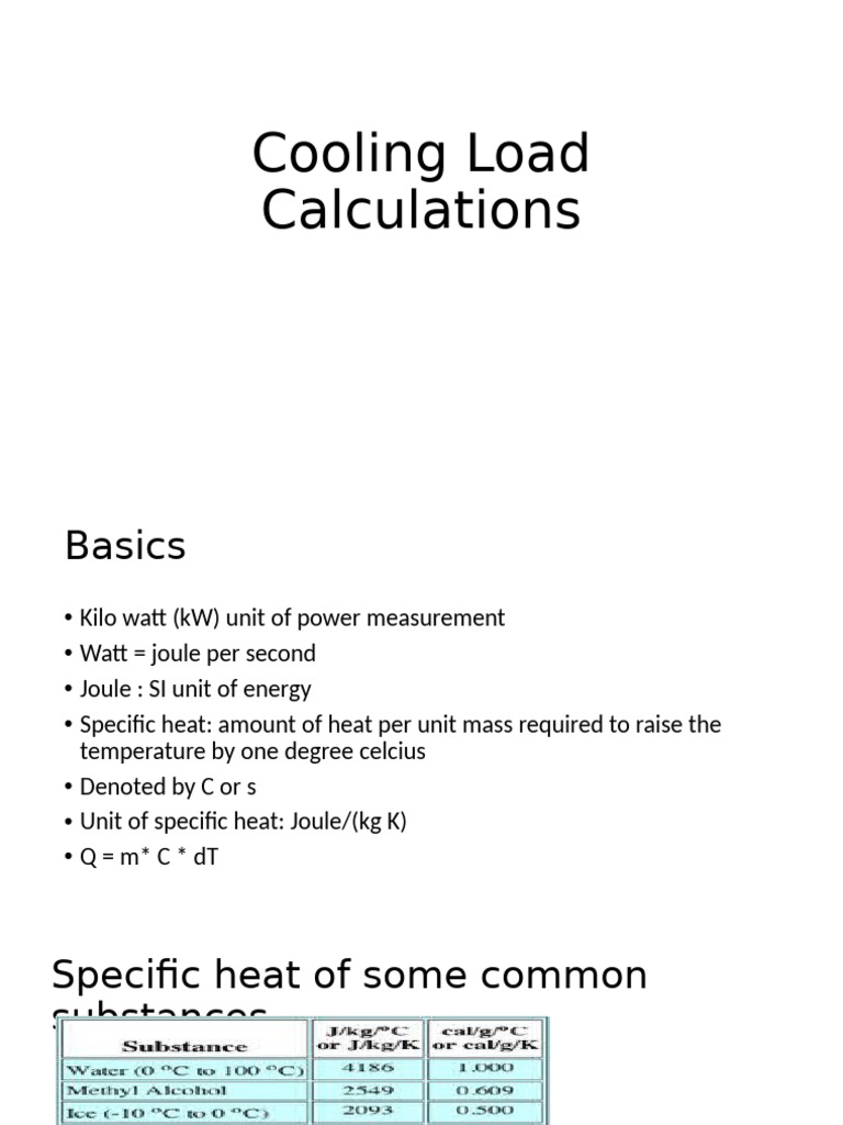 Cooling Load Calculations 1 Pdf