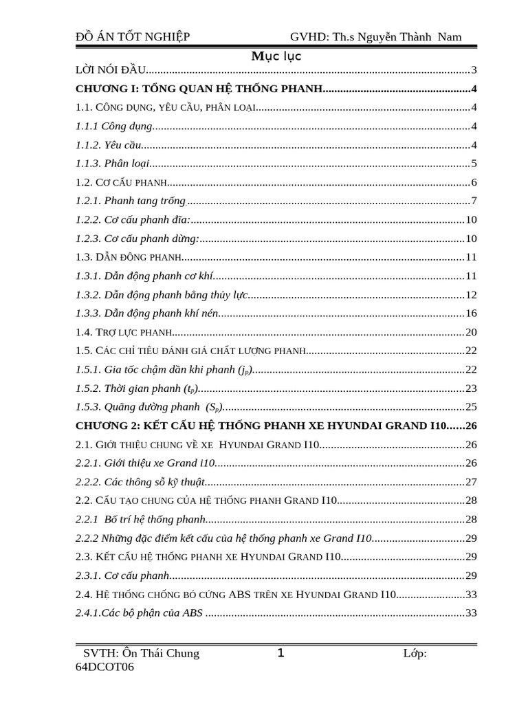 123doc Tinh Toan Thiet Ke He Thong Phanh Dua Tren Xe Co So Huyndai Grand I10 | PDF