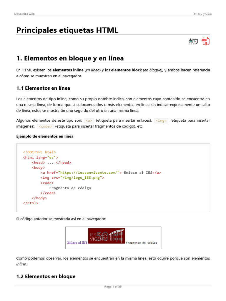 02b - Principales Etiquetas HTML | PDF