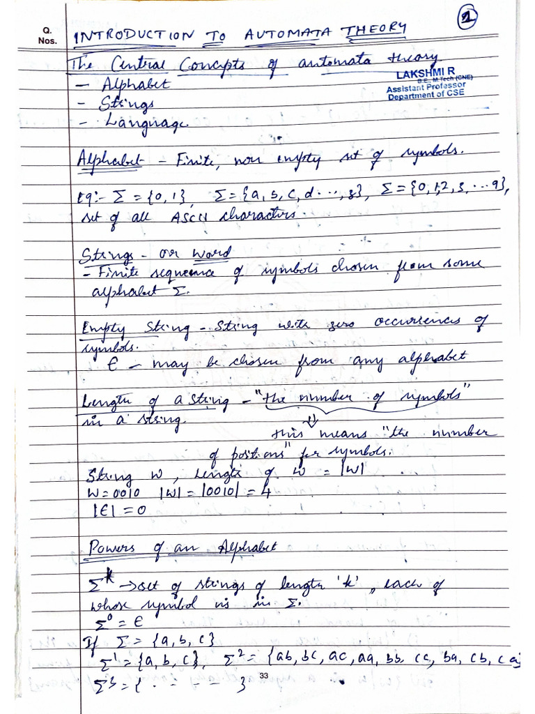 Toc Module - 1 Rnsit | PDF