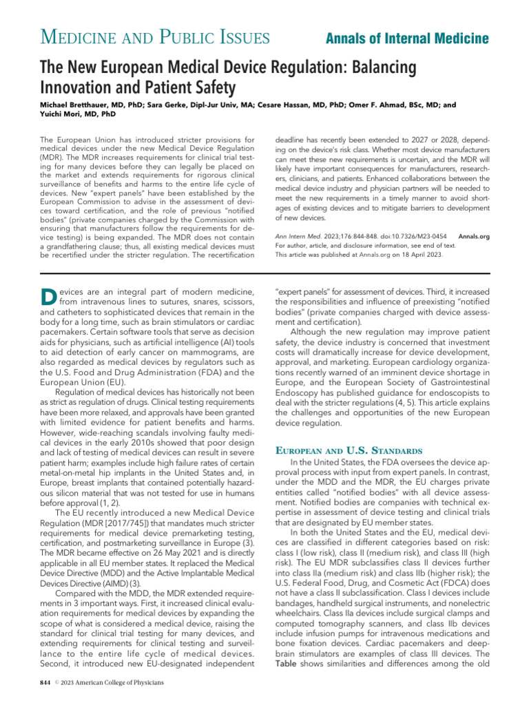 Michael Bretthauer The New European Medical Device | PDF
