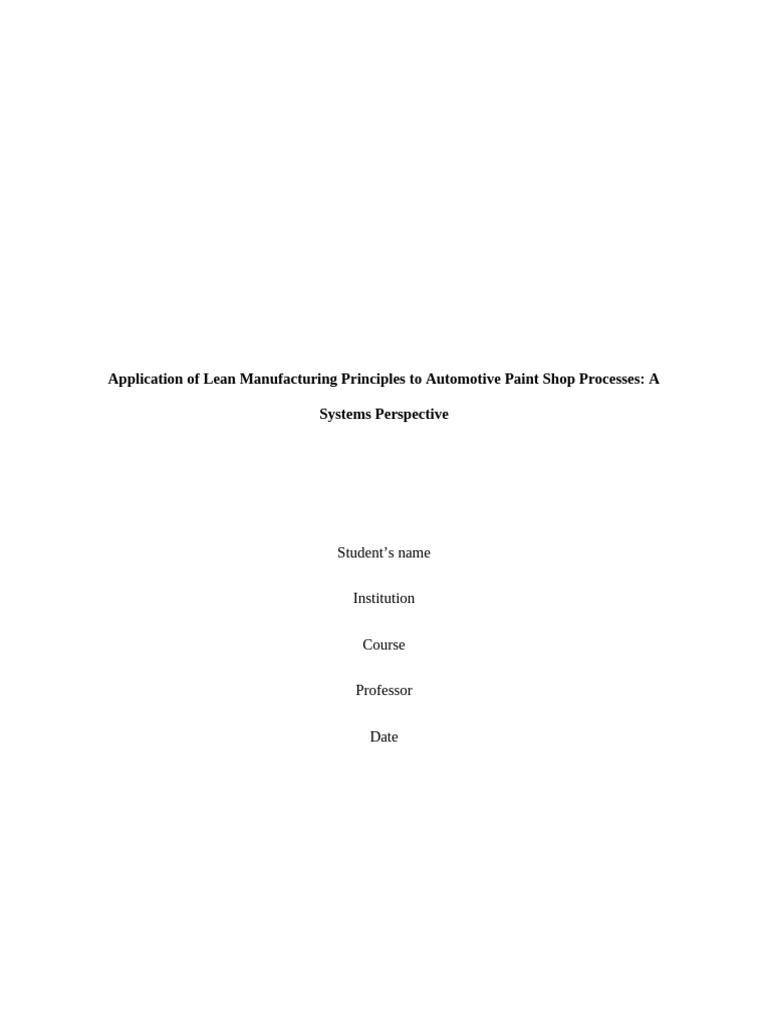 Lean Principles in Automotive Paint Shops | PDF | System | Systems Theory