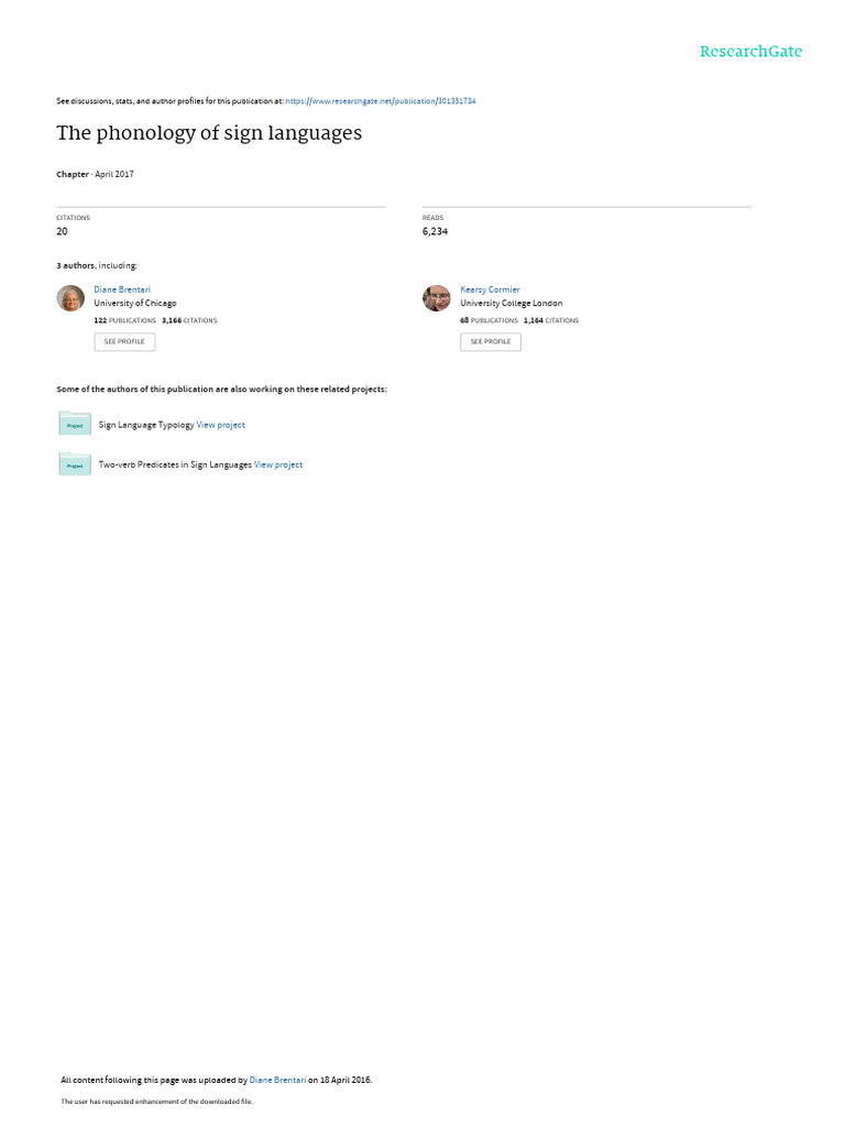 Fenlon Etal Inpress The Phonology of Sign Languages | PDF