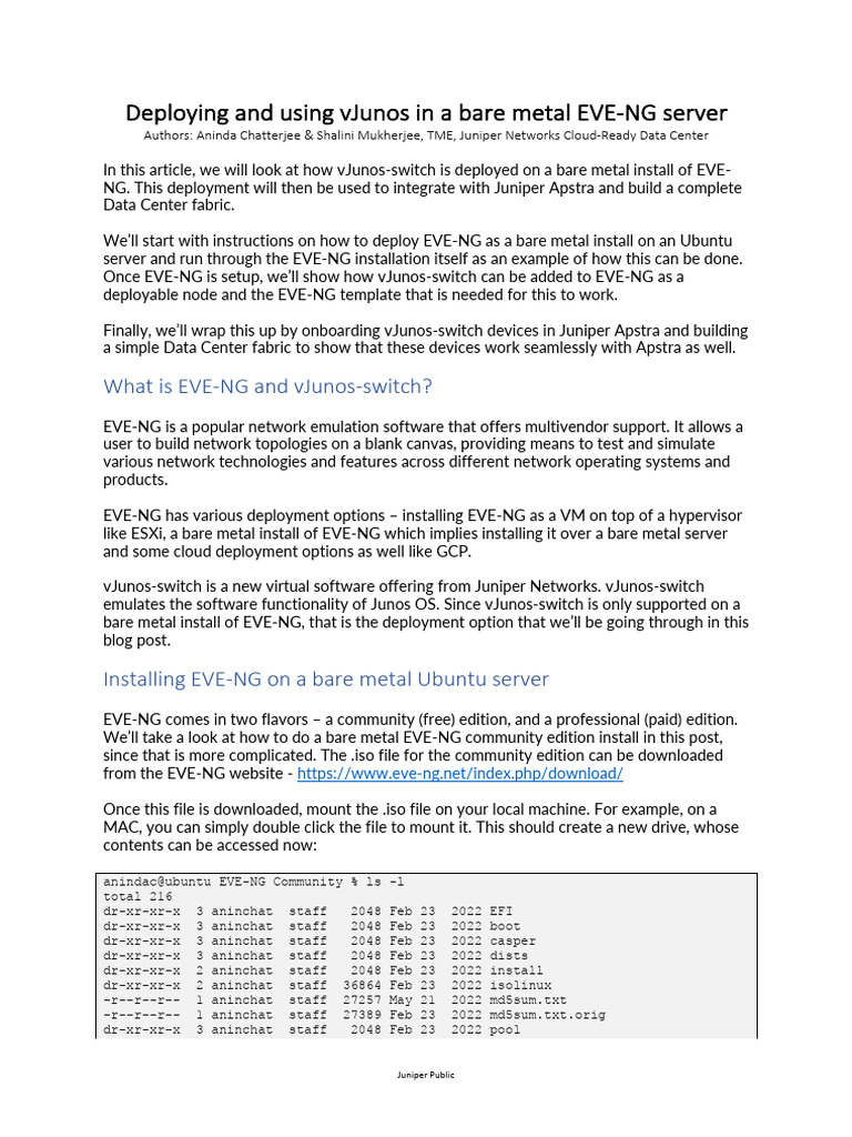 Deploying Vjunos-Switch On EVE-NG | PDF