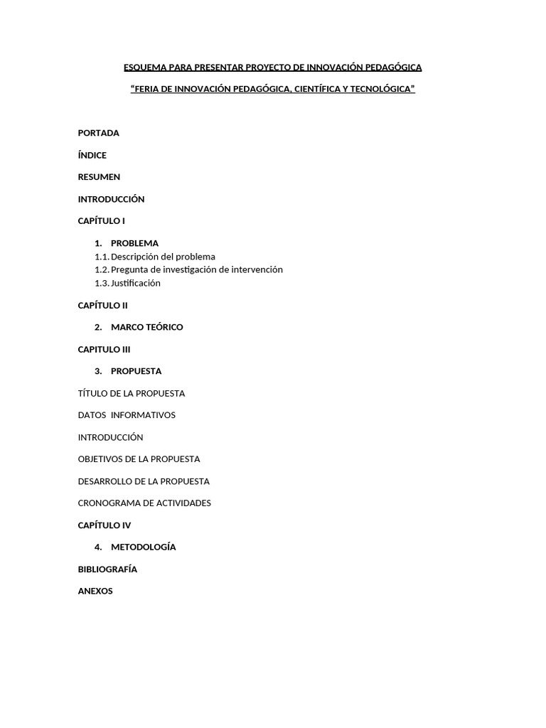 Esquema de Proyecto Feria | PDF