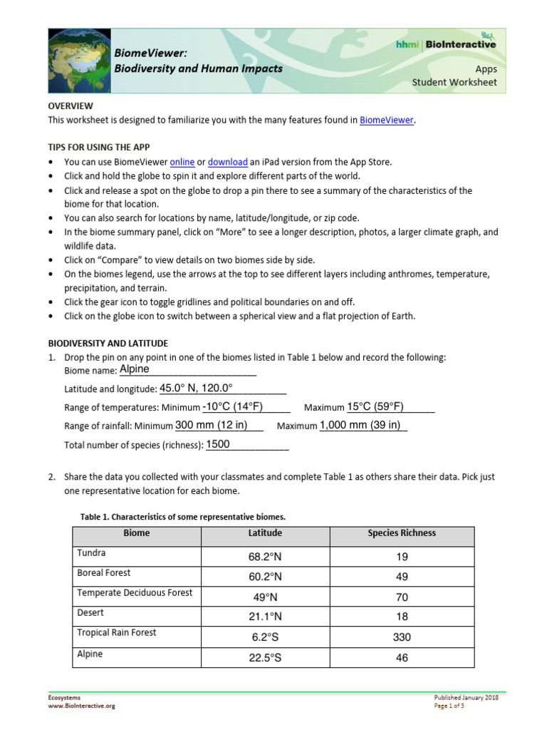 Mendiola BiomeViewer-StudentWS-app - 508 | PDF