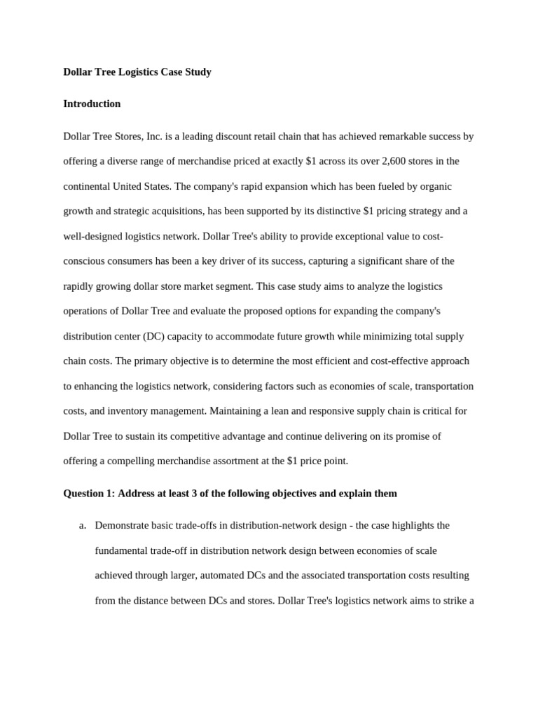 Dollar Tree Logistics Case Study | PDF | Logistics | Inventory