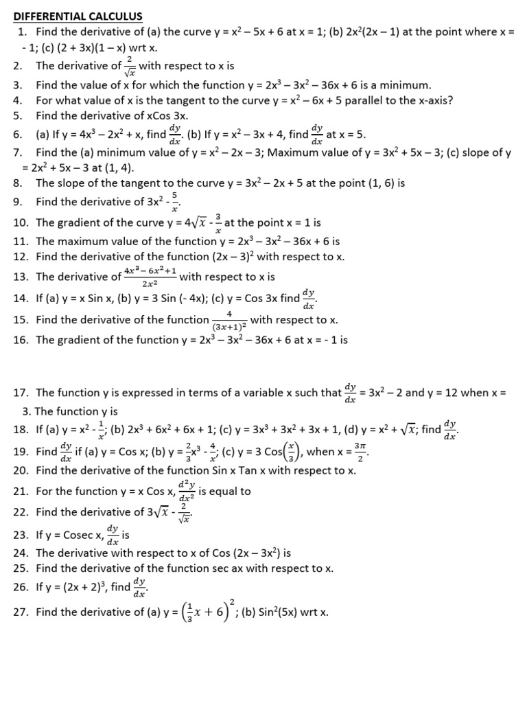 Differentiation & Application (Review) | PDF