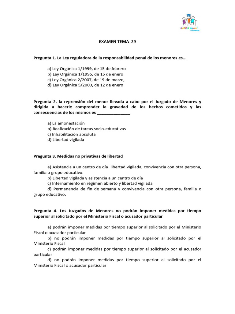 tema 29 examen | PDF