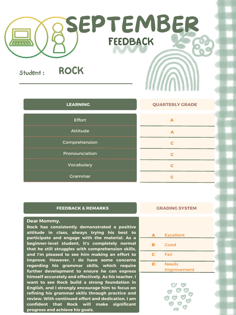 SEPT. MONTHLY FEEDBACK- ROCK | PDF