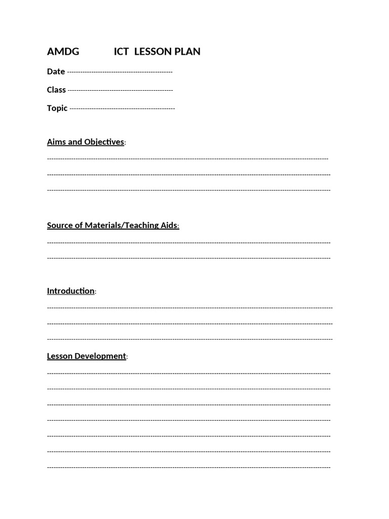 Ict Department Lesson Plan | PDF