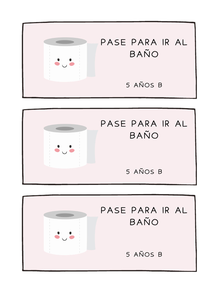 Pink Toilet Pass Printable Cards PDF | PDF