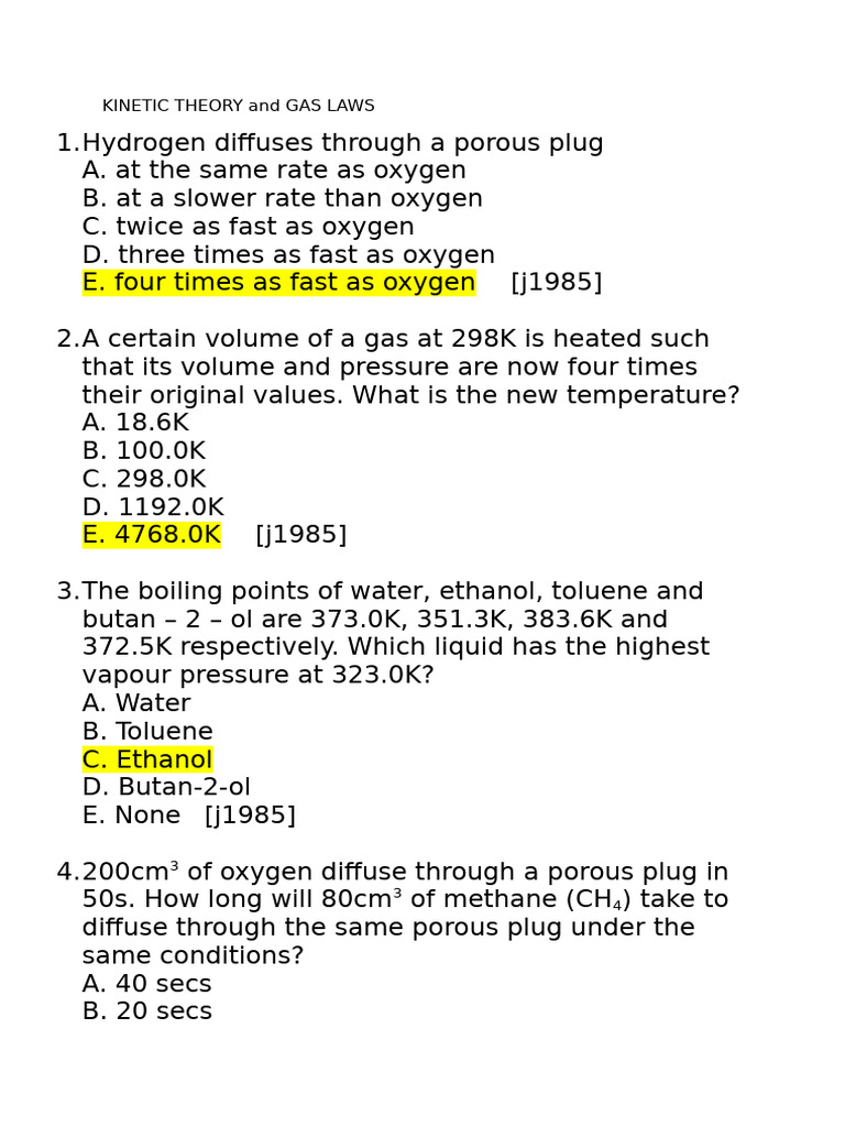 KINETIC THEORY and GAS LAWS | PDF