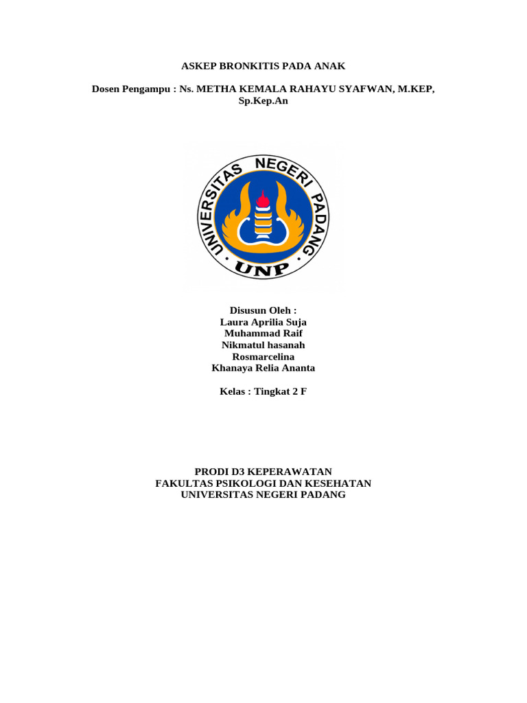 Askep Bronkitis Pada Anak - Docx Kelompok Kep Anak | PDF