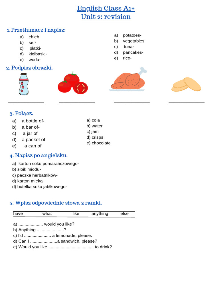 English Class A1+ Unit 2 Revision | PDF