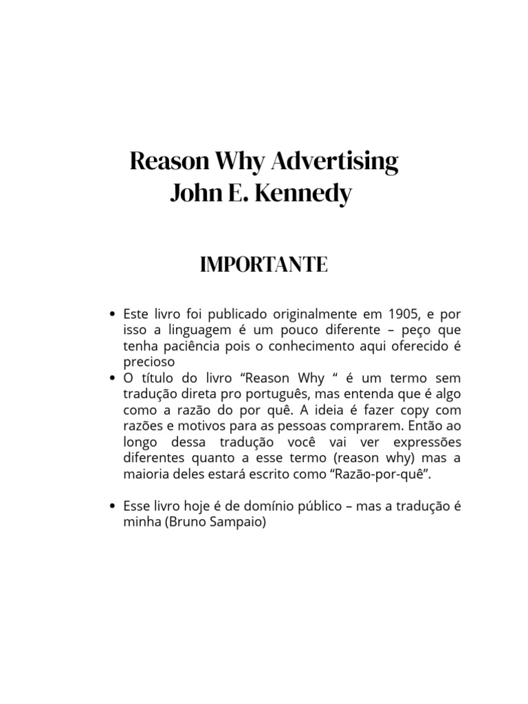 Reason Why Advertising Bruno Sampaio | PDF