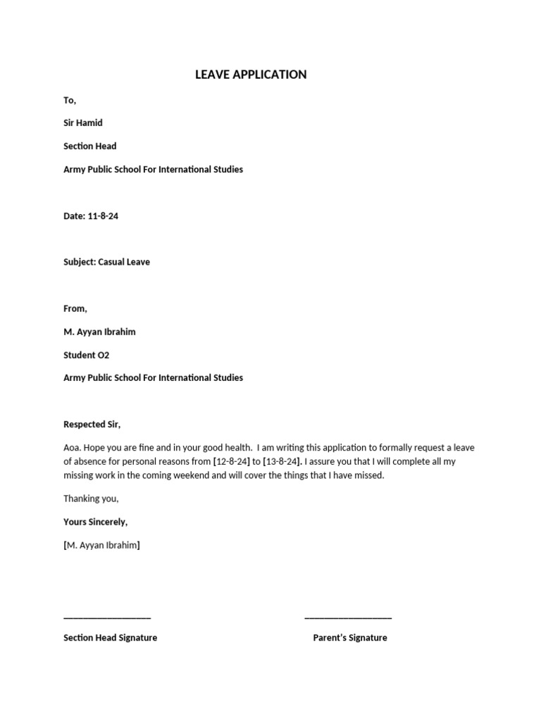 Leave Application | PDF