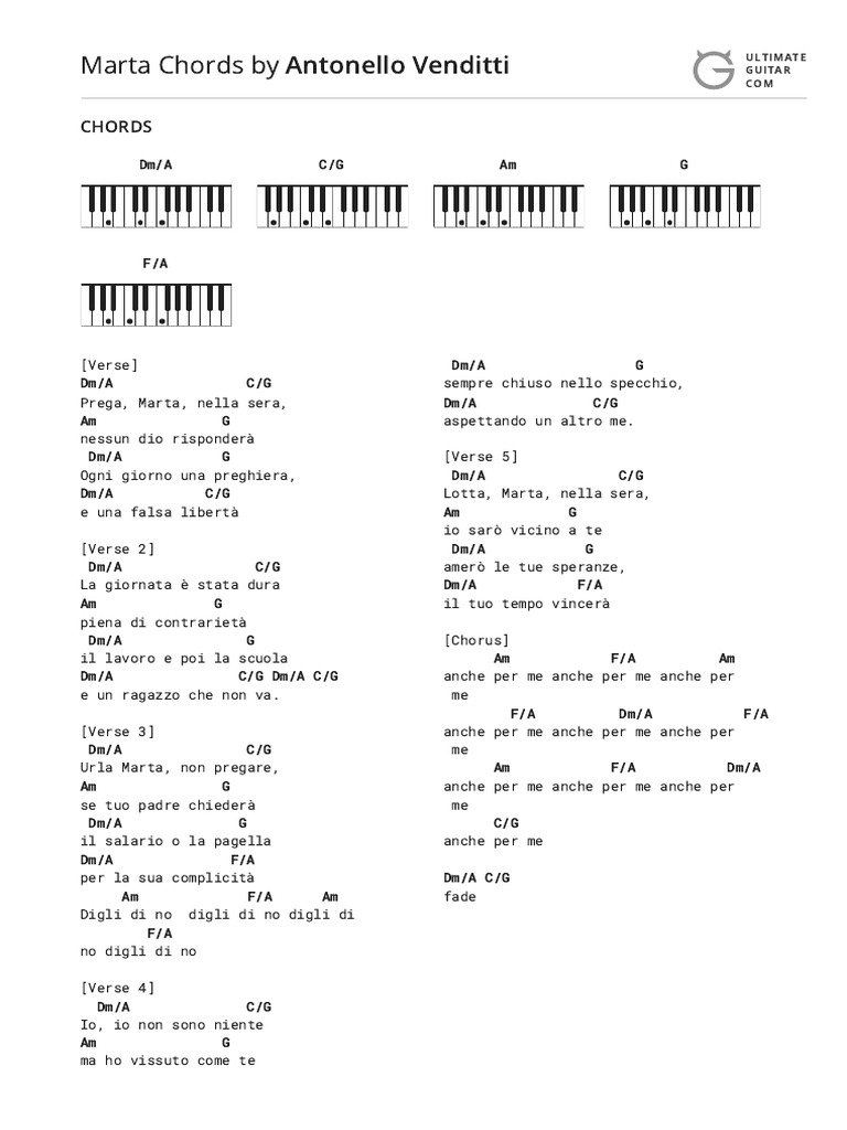 Marta - Antonello Venditti | PDF