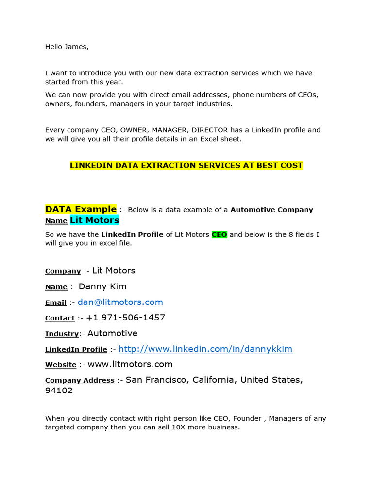 LinkedIn Data Extraction 2024 | PDF